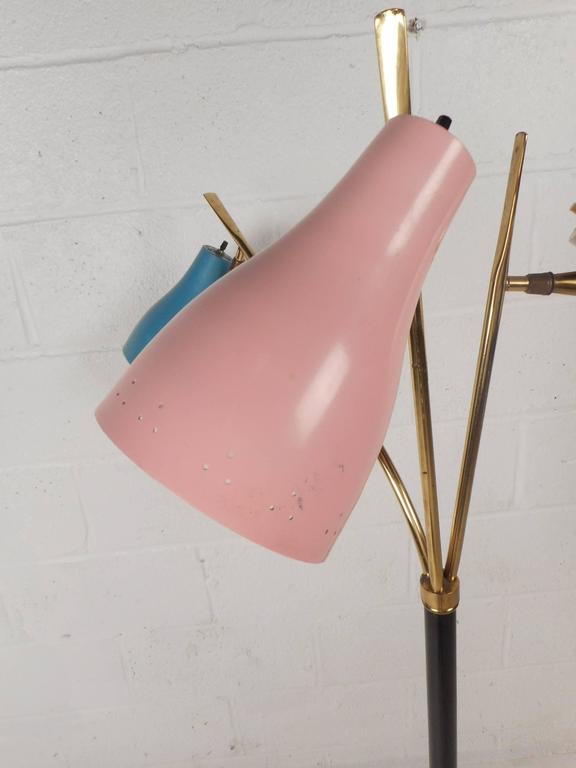 Unique Mid-Century Modern Three-Headed Swivel Floor Lamp For Sale at ...