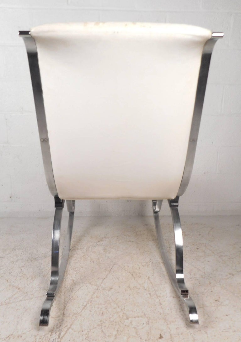 Mid-Century Modern Leather and Chrome Rocking Chair For Sale at 1stDibs ...
