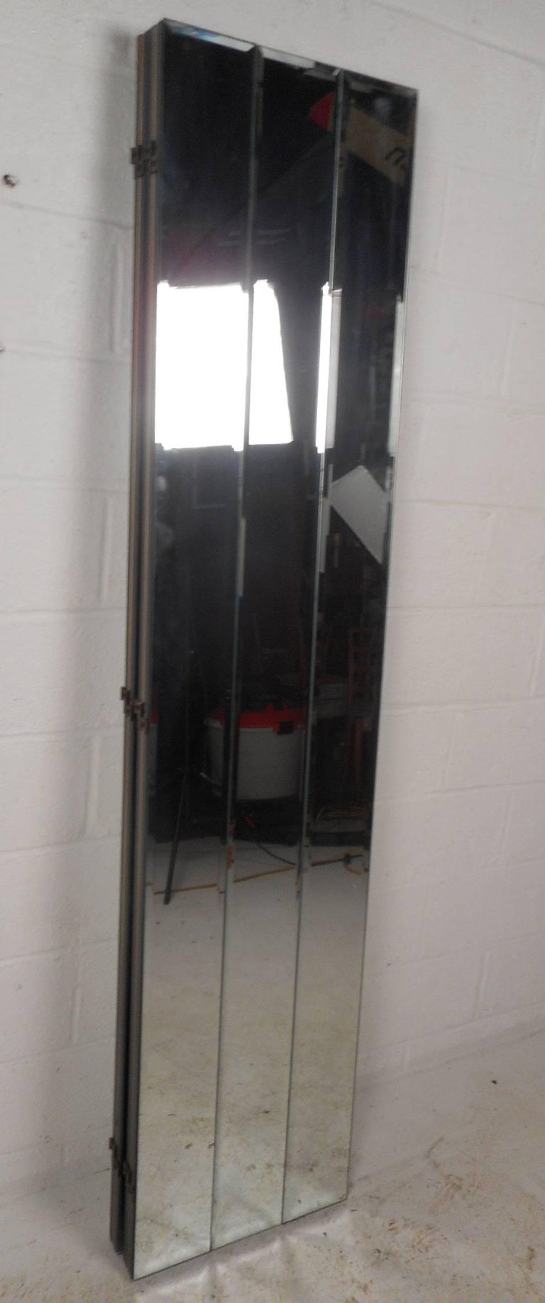 Stunning Mid-Century Modern Four-Panel Mirrored Room Divider For Sale ...