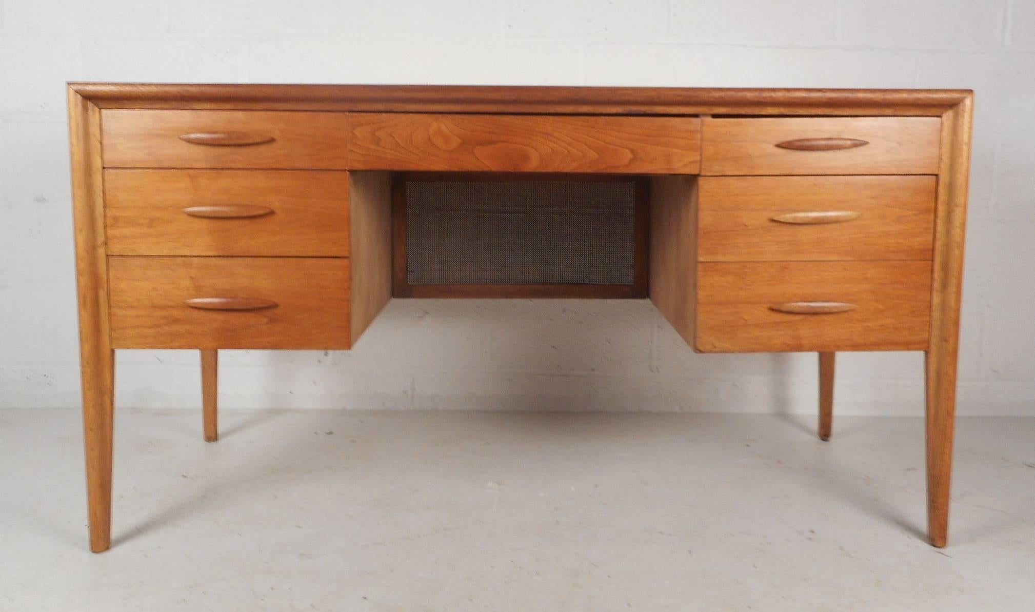 Mid-Century Modern Broyhill Emphasis Desk with a Cane Back For Sale at ...
