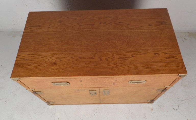 Mid-Century Modern Burl Campaign Chest For Sale at 1stDibs