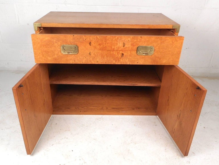 Mid-Century Modern Burl Campaign Chest For Sale at 1stDibs