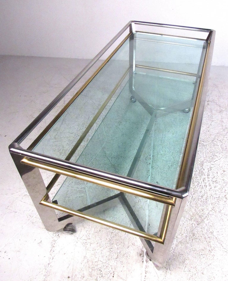 Modern Chrome and Brass Service Trolley or Retail Display Cart For Sale ...
