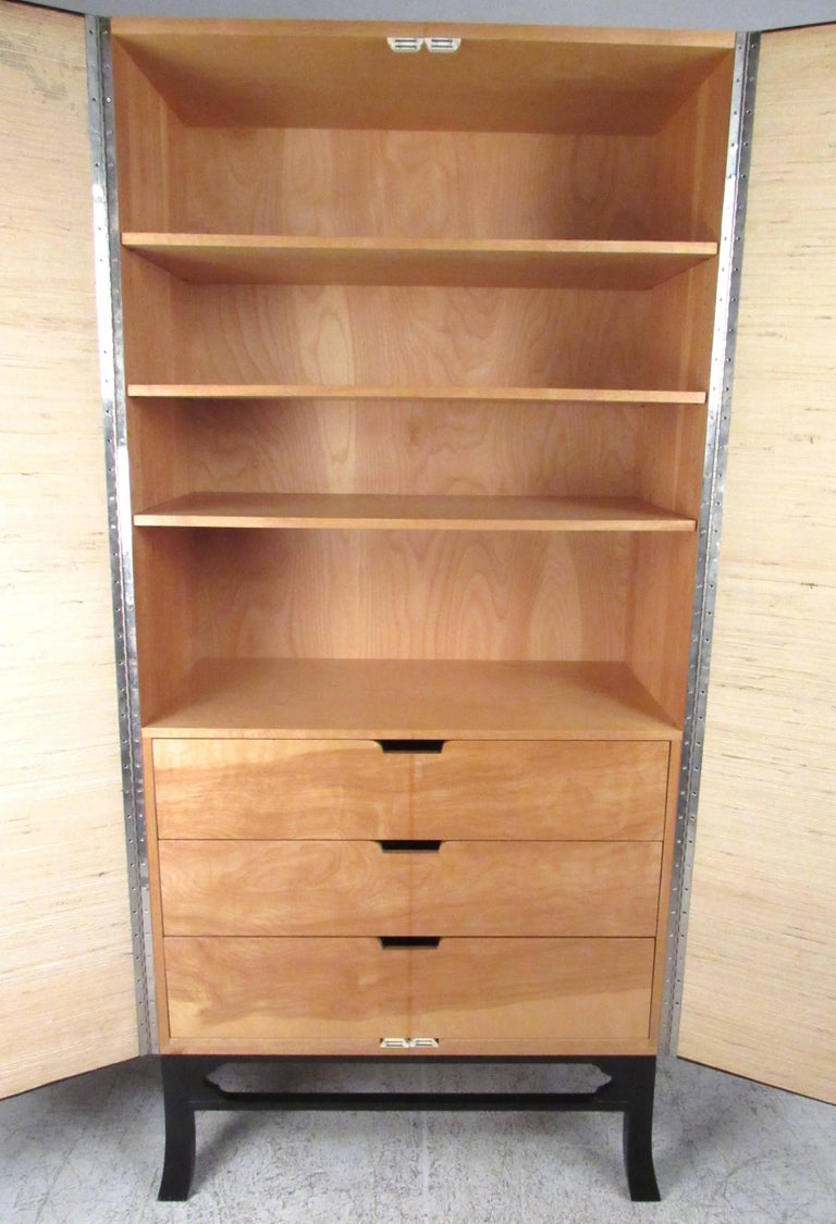 Tall Wardrobe Cabinet with Ebonized Base For Sale at 1stDibs