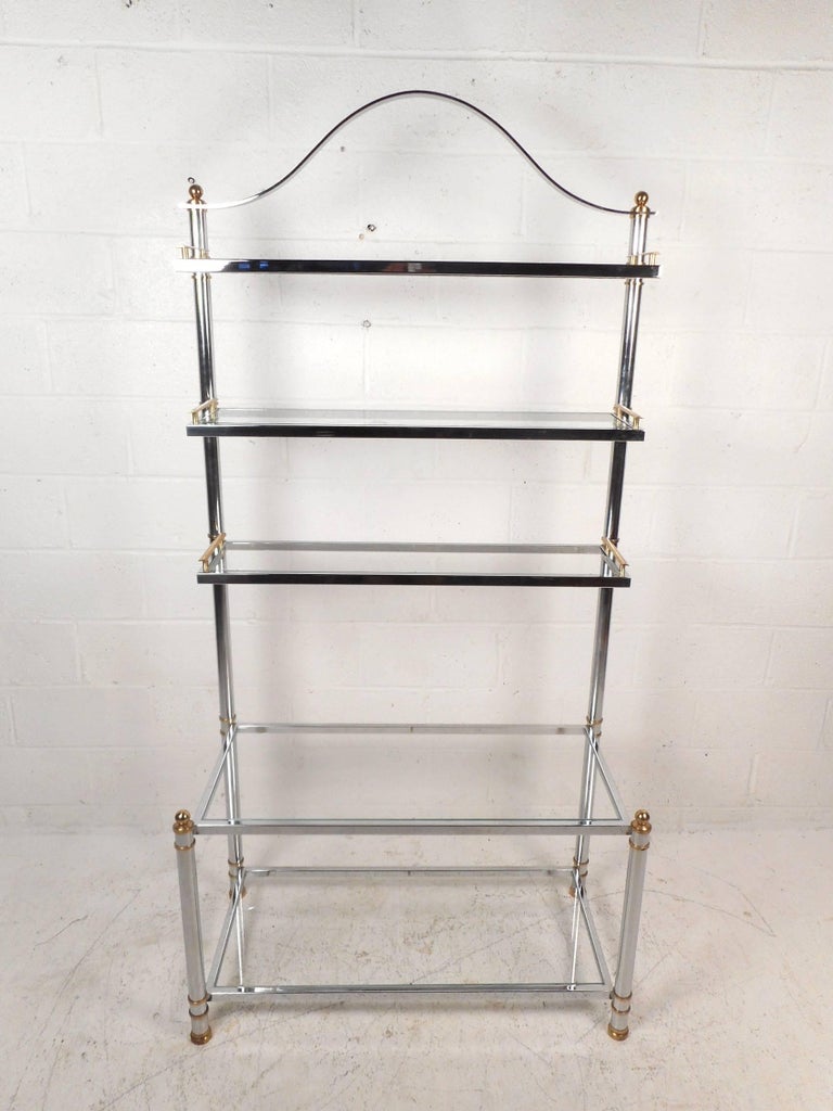 Mid-Century Modern Chrome and Brass Bakers Rack For Sale at 1stDibs