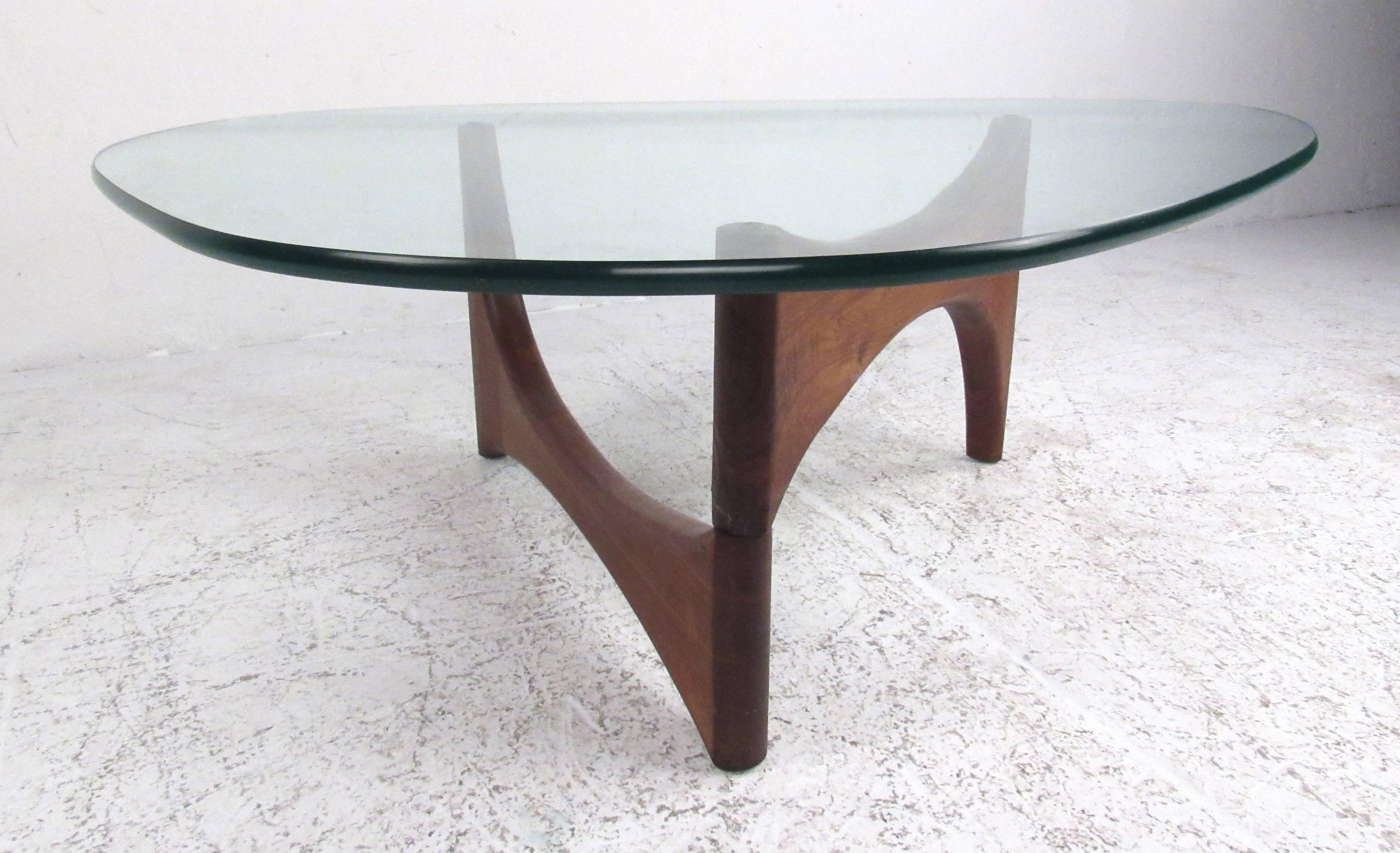 Mid-Century Modern Noguchi Style Triangular Glass Top Coffee Table For ...