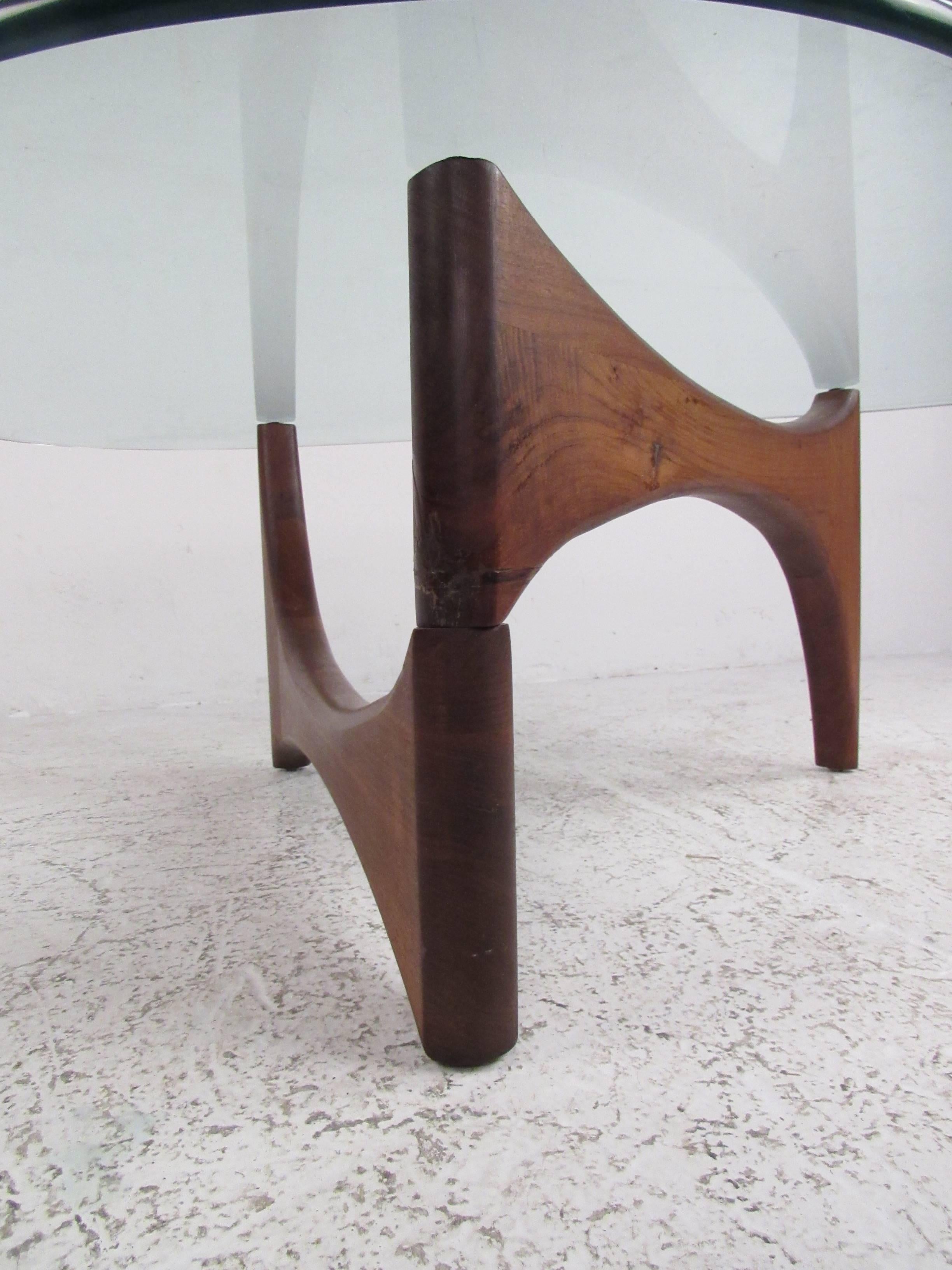 Mid-Century Modern Noguchi Style Triangular Glass Top Coffee Table For ...