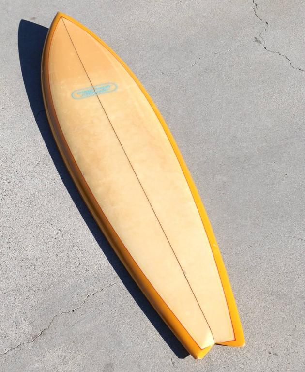 Vintage Clear Yellow Wayne Brown Swallowtail Surfboard Circa 1970s ...