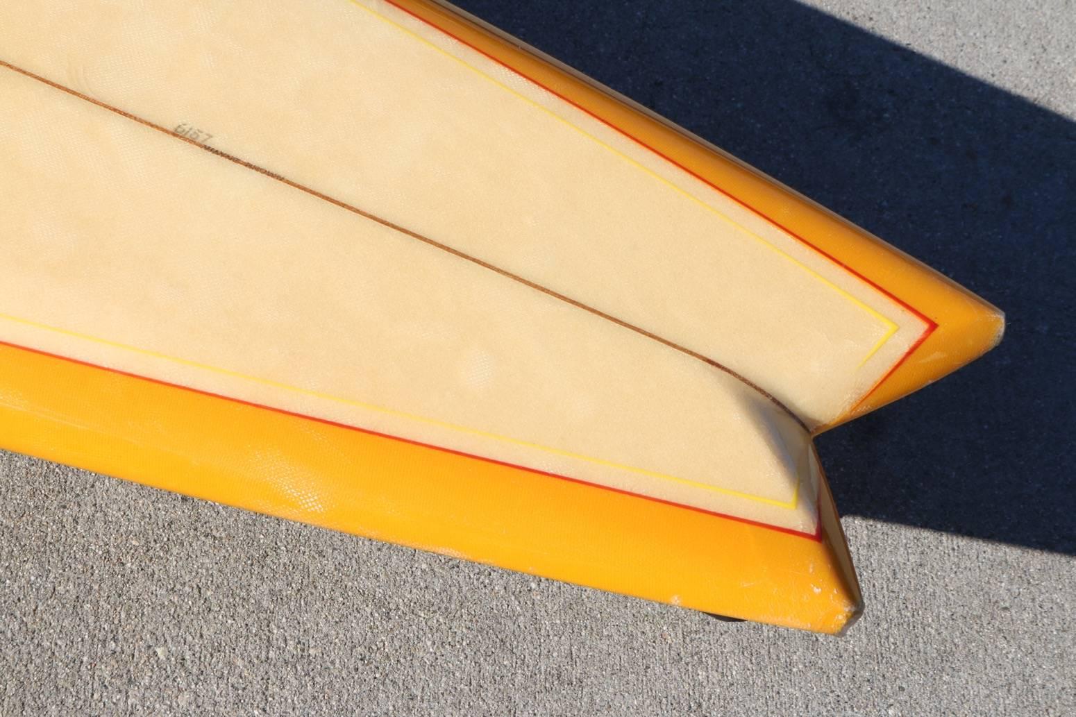 Vintage Clear Yellow Wayne Brown Swallowtail Surfboard Circa 1970s ...