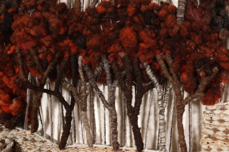 Mid-Century Fiber Art Wall Sculpture Weaving, Woven Forest of Trees at ...