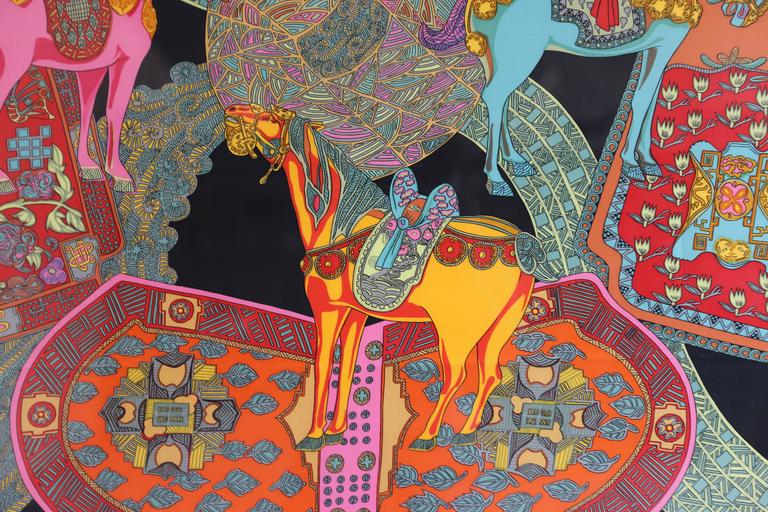 Hermes "Art Des Steppes" Framed Silk Scarf at 1stDibs