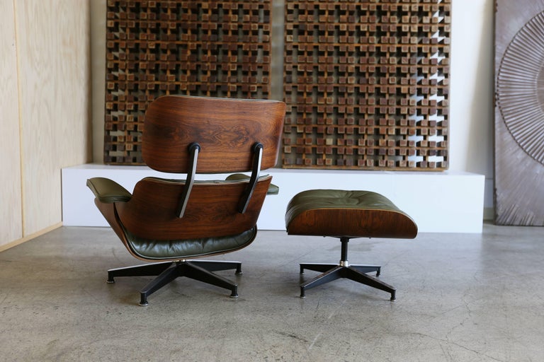 Rare Green Leather Eames Herman Miller 670 Lounge Chair at 1stDibs