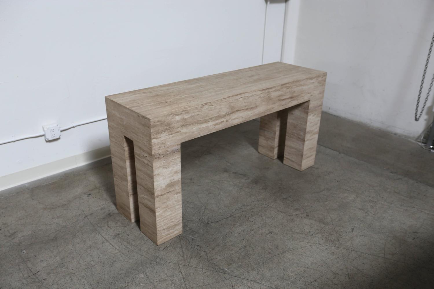 Modernist Travertine Console Table at 1stdibs