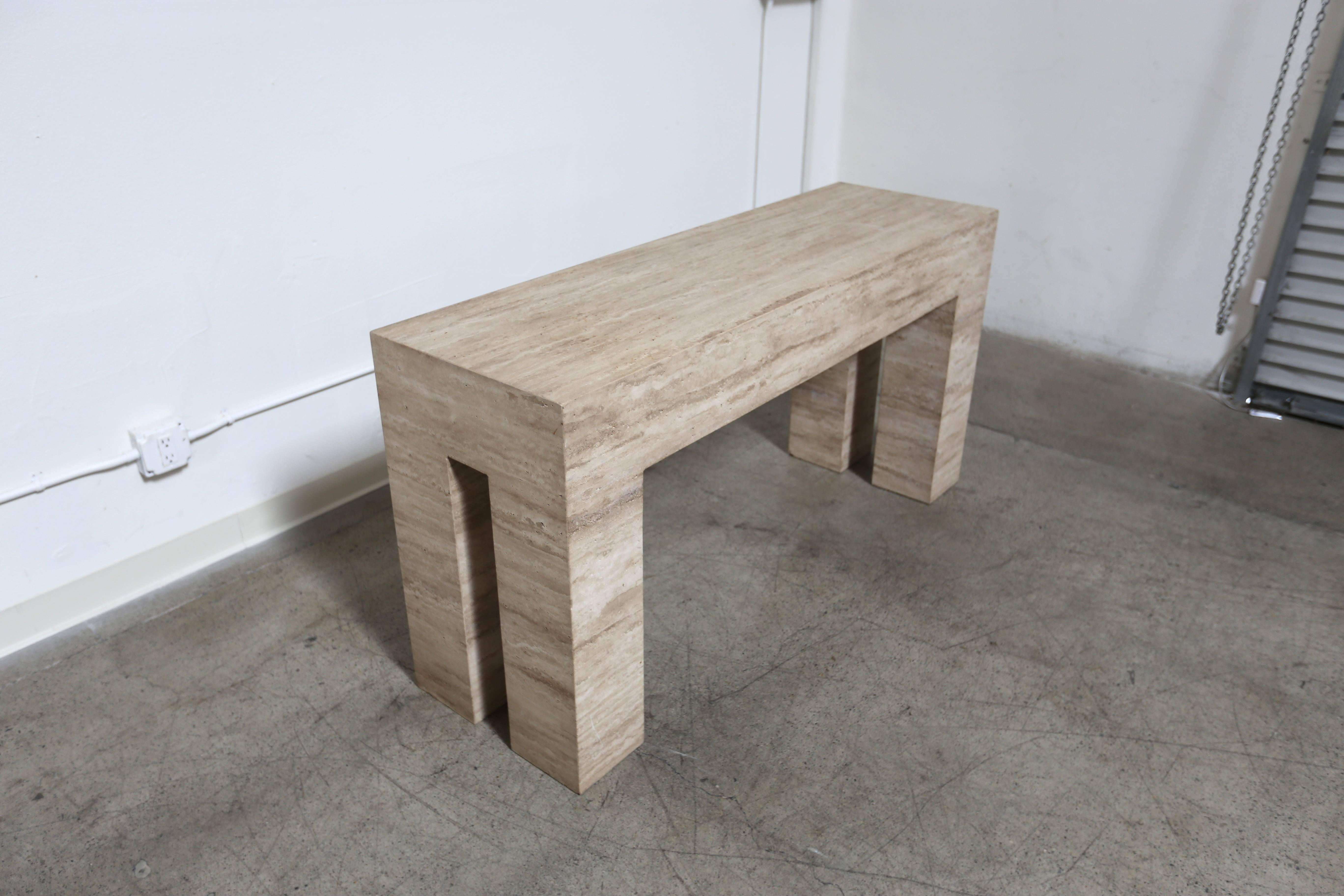 Modernist Travertine Console Table at 1stDibs | travertine sofa table, travertine hall table