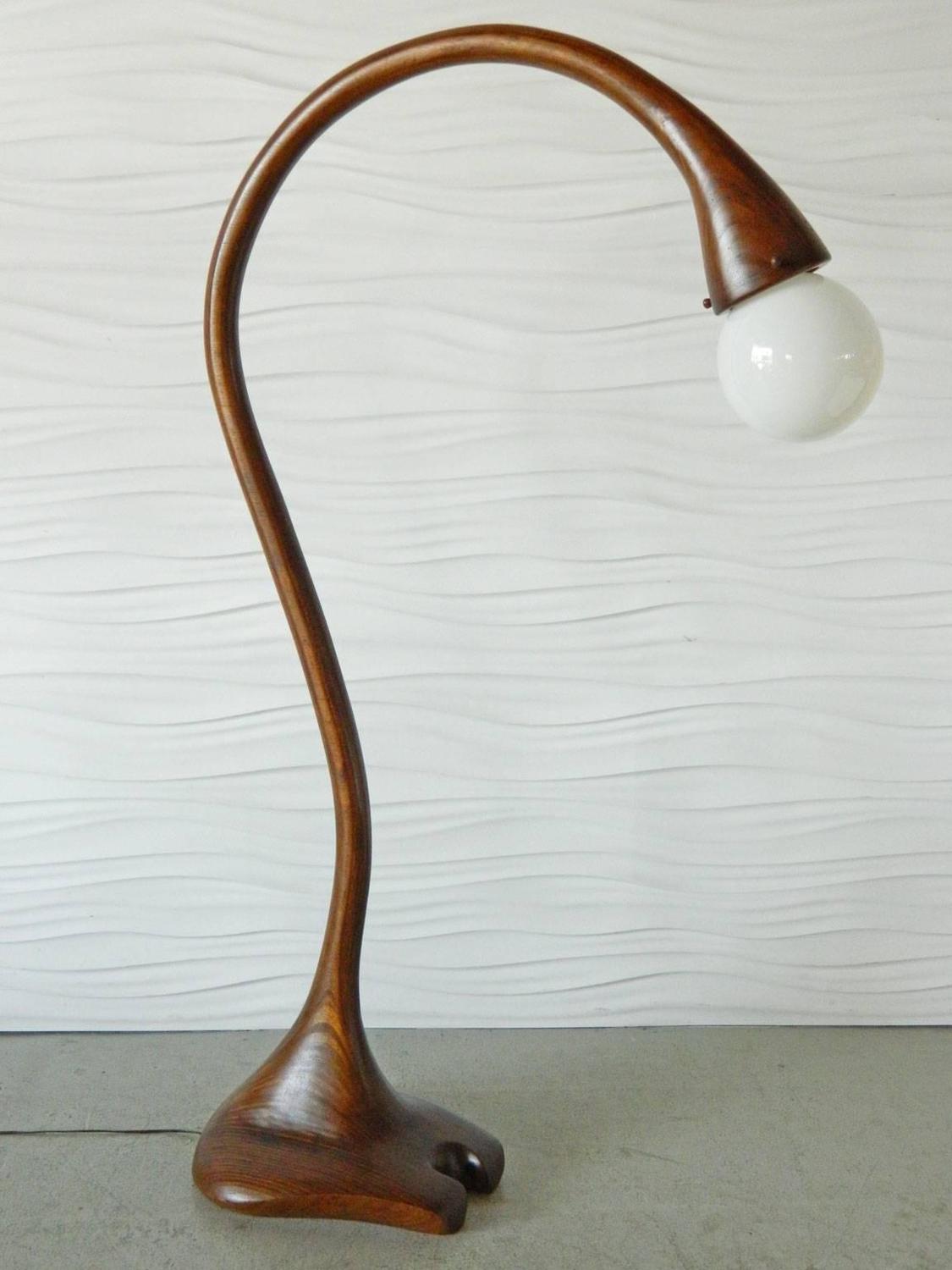 Studio Laminated Wood Arc Floor Lamp For Sale at 1stdibs