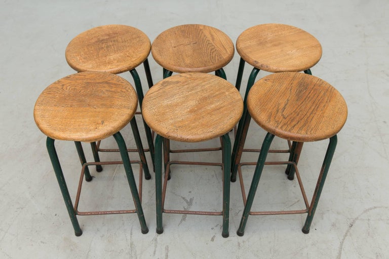Set of Six Industrial Science Lab Stools at 1stdibs