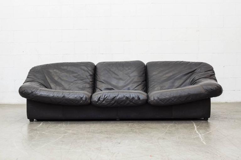 1970s Leolux Leather Bucket Three-Seat at 1stDibs