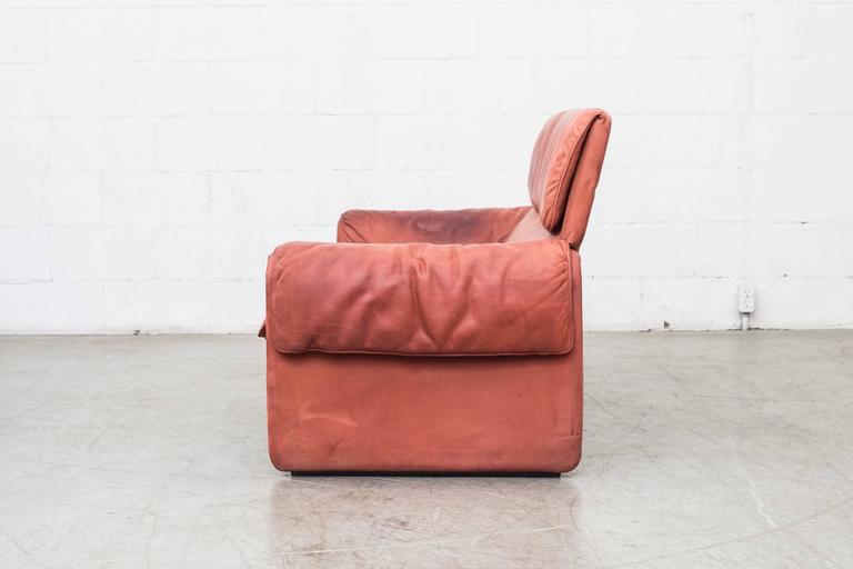 Desede Style Salmon Leather Sofa and Ottoman at 1stDibs | salmon sofa ...