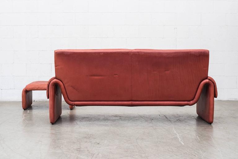 Desede Style Salmon Leather Sofa and Ottoman at 1stDibs | salmon sofa ...