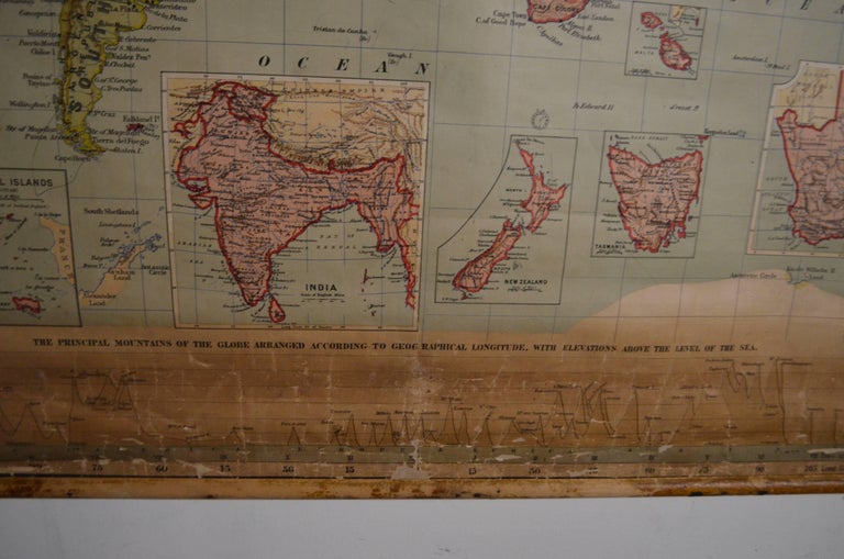 Map of the World, 1905, on Retractable Wooden Roller at 1stDibs