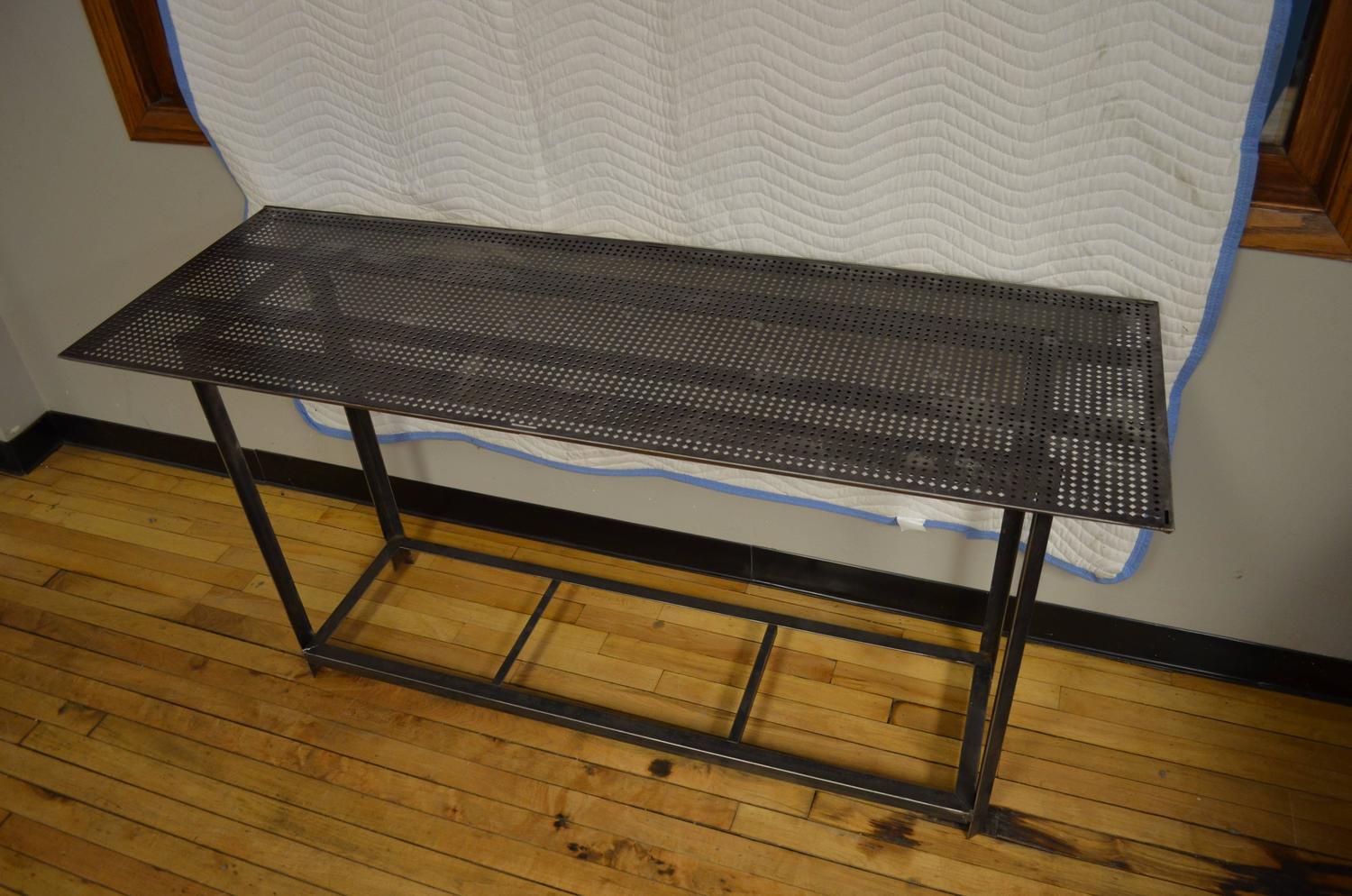 Industrial Work Table with Steel Grate Top For Sale at 1stdibs