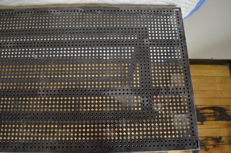 Industrial Work Table with Steel Grate Top at 1stDibs