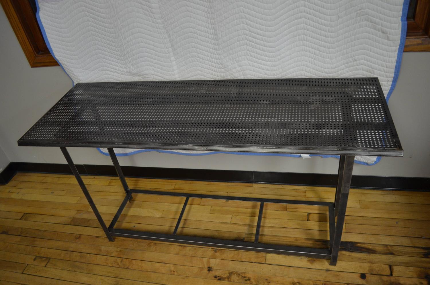 Industrial Work Table with Steel Grate Top For Sale at 1stdibs