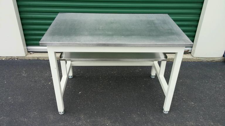 Lab Work Table Desk of Stainless Steel from Science Classroom at 1stDibs