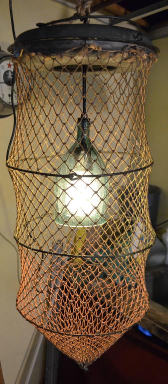 Pendant Light from Seltzer Bottle Mounted Inside Fish Trap at 1stDibs ...
