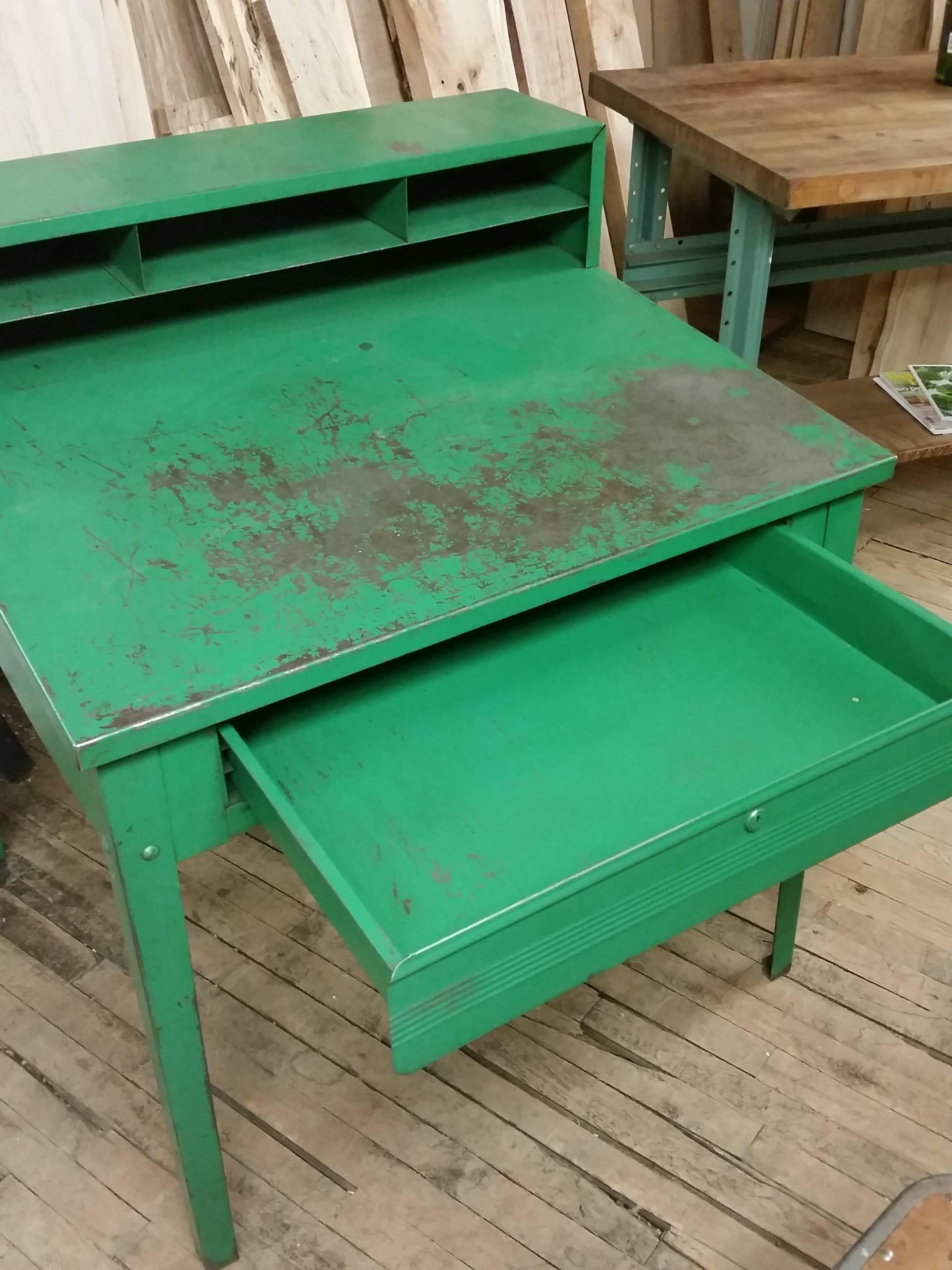 Steel Foreman's Desk, Vintage Industrial Counter or Reception Desk at ...