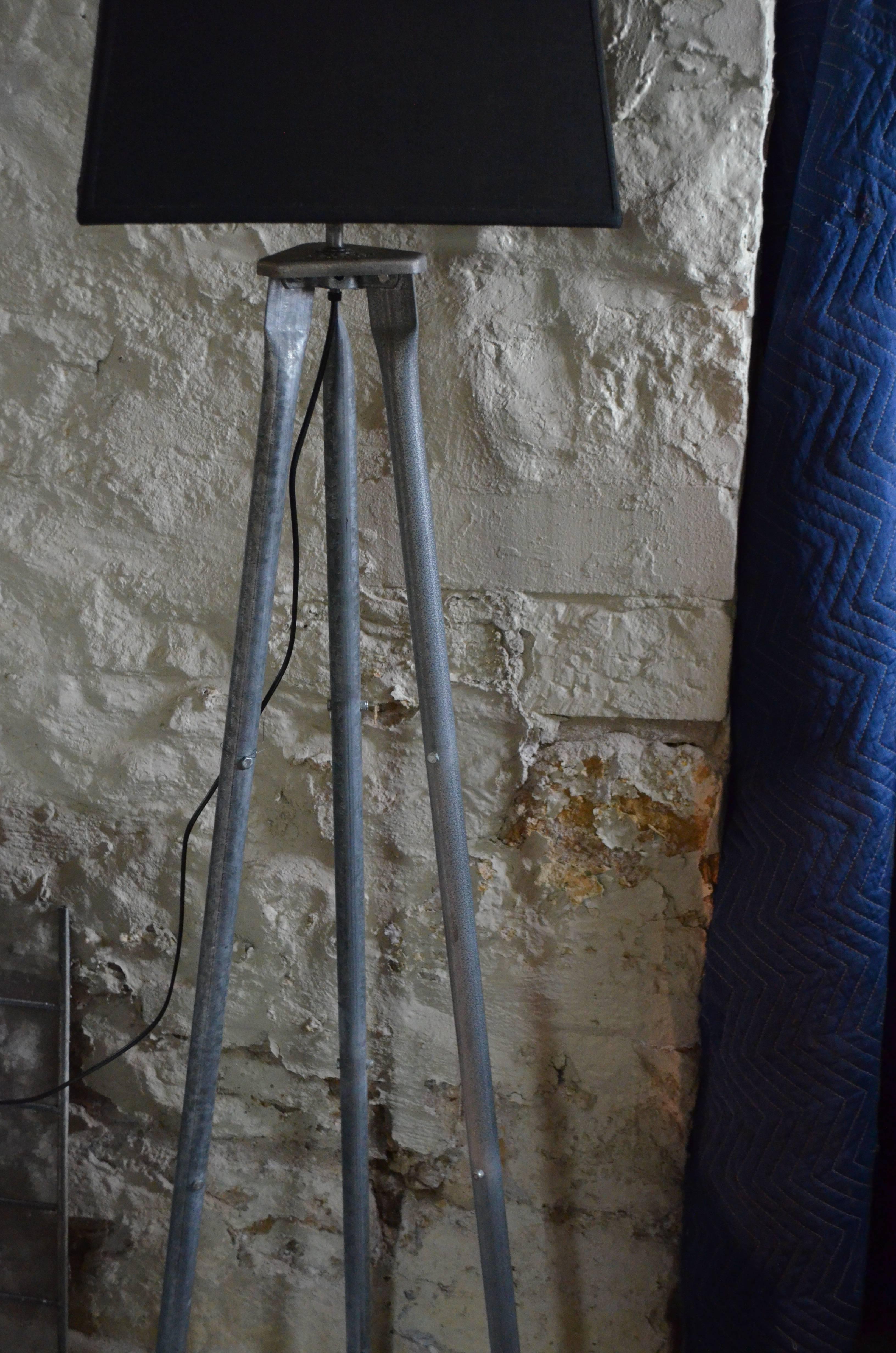 Floor Lamp from Industrial Galvanized Steel Tripod at 1stDibs ...
