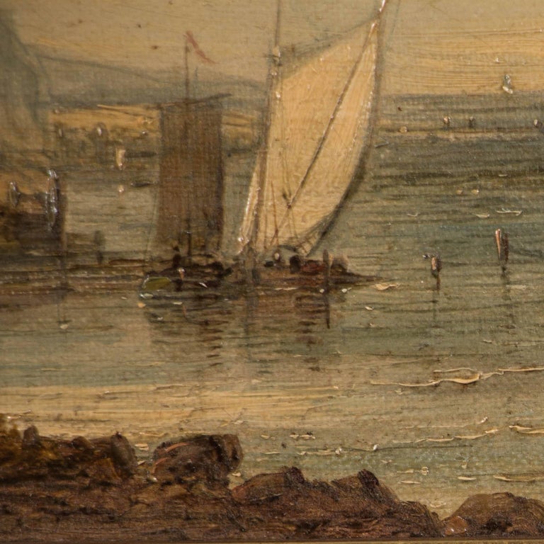 Antique English Oil on Canvas Painting, Cliffs of Dover, Signed Alfred ...