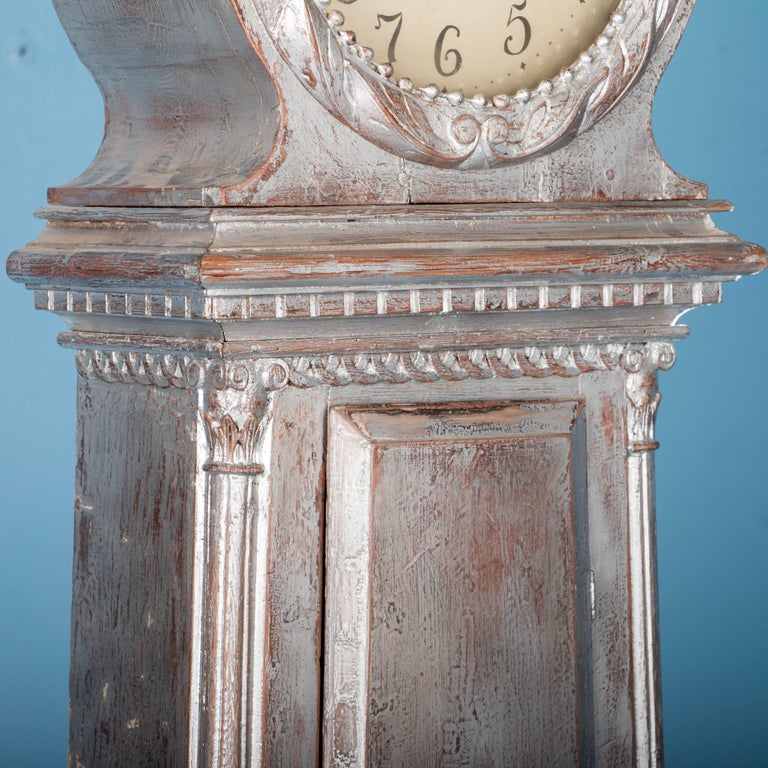 Antique Danish Grandfather Clock With Silver Paint at 1stDibs | silver ...