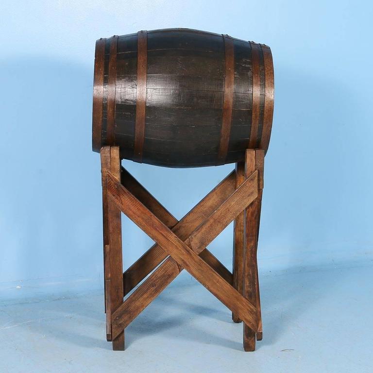 Antique Oak Wine Barrel on Stand from France, circa 1900 at 1stDibs