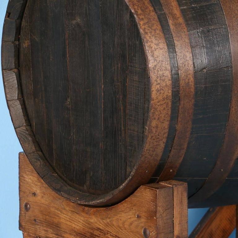 Antique Oak Wine Barrel on Stand from France, circa 1900 at 1stDibs