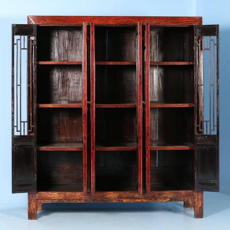 Antique Red Lacquered Six-Door Bookcase Cabinet from China, circa 1840 ...