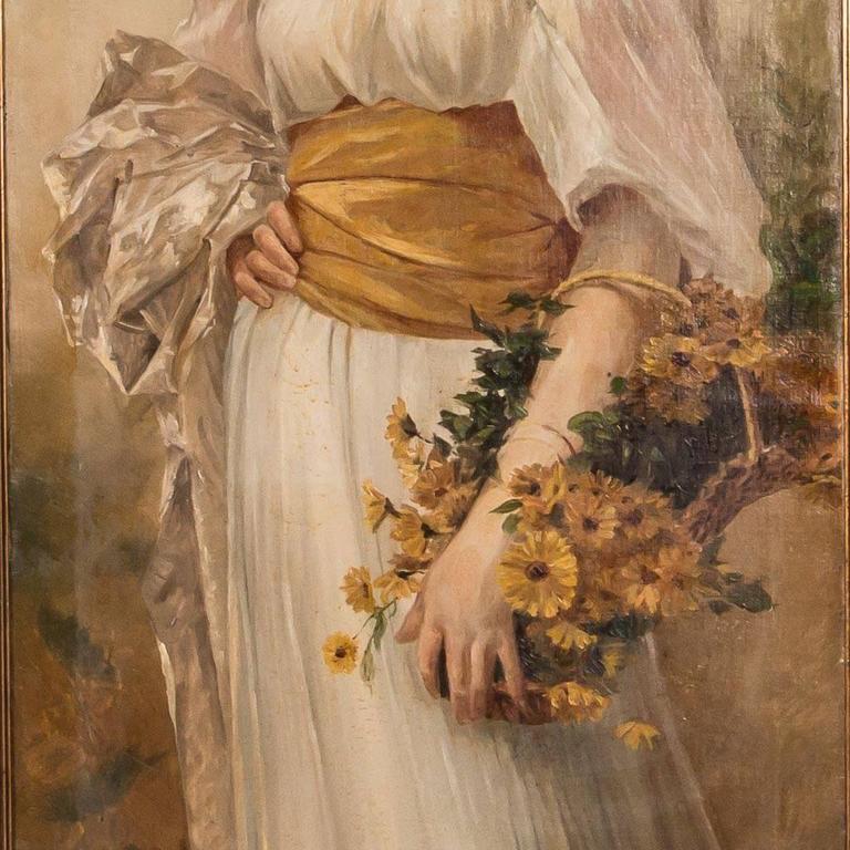 Antique 19th Century English Oil Painting Portrait of a Young Woman at ... Antique 19th Century English Oil Painting Portrait of a Young Woman at ...