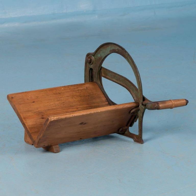 Antique Danish Bread Cutter with Vintage Green Paint at 1stDibs