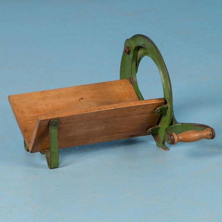Antique Danish Bread Cutter with Vintage Green Paint at 1stDibs