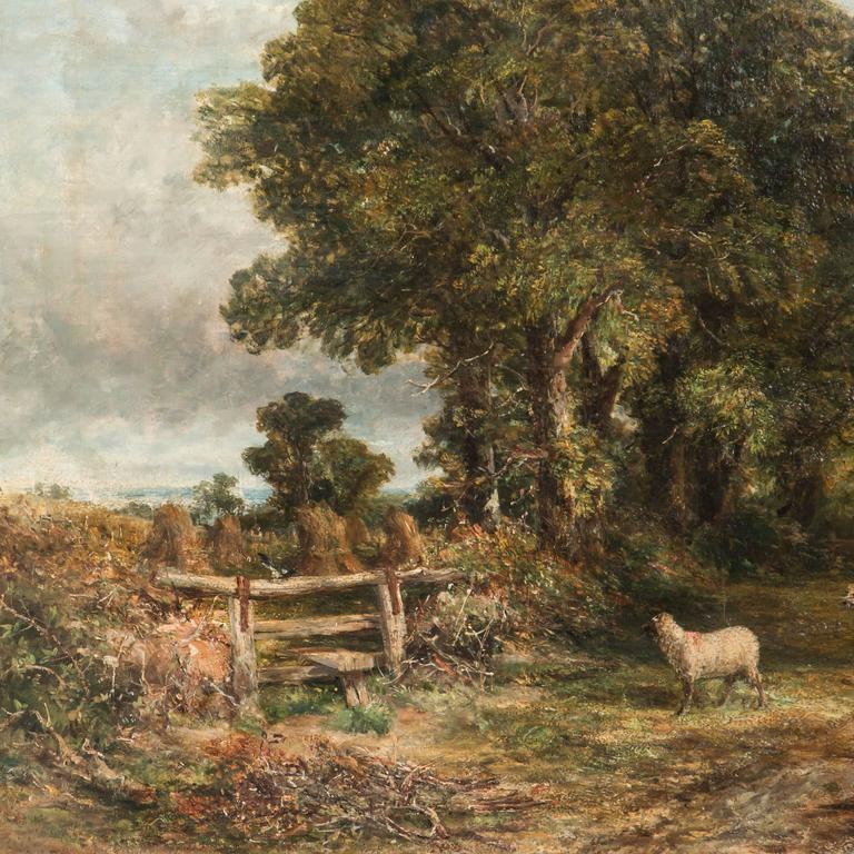 Large Antique 19th Century English Barnyard Painting, George Chester ...