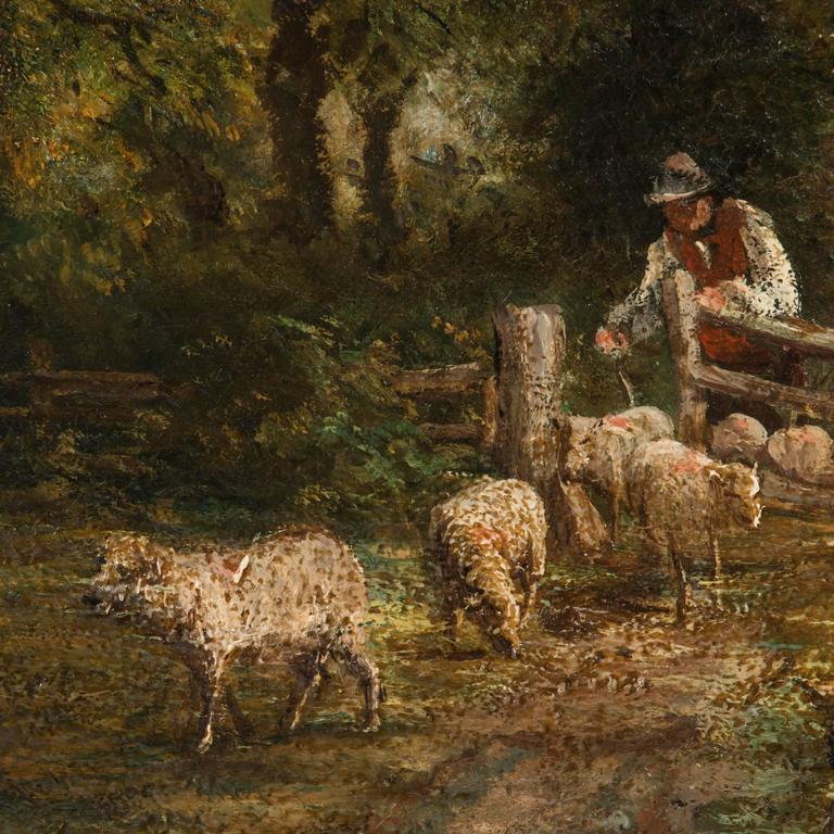 Large Antique 19th Century English Barnyard Painting, George Chester ...