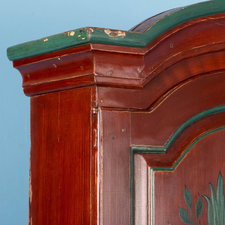 Antique 19th Century Swedish Secretary Bureau Desk with Original Red ...