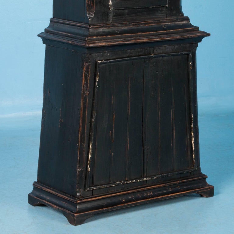 Antique 19th Century Danish Grandfather Clock Painted Black at 1stDibs