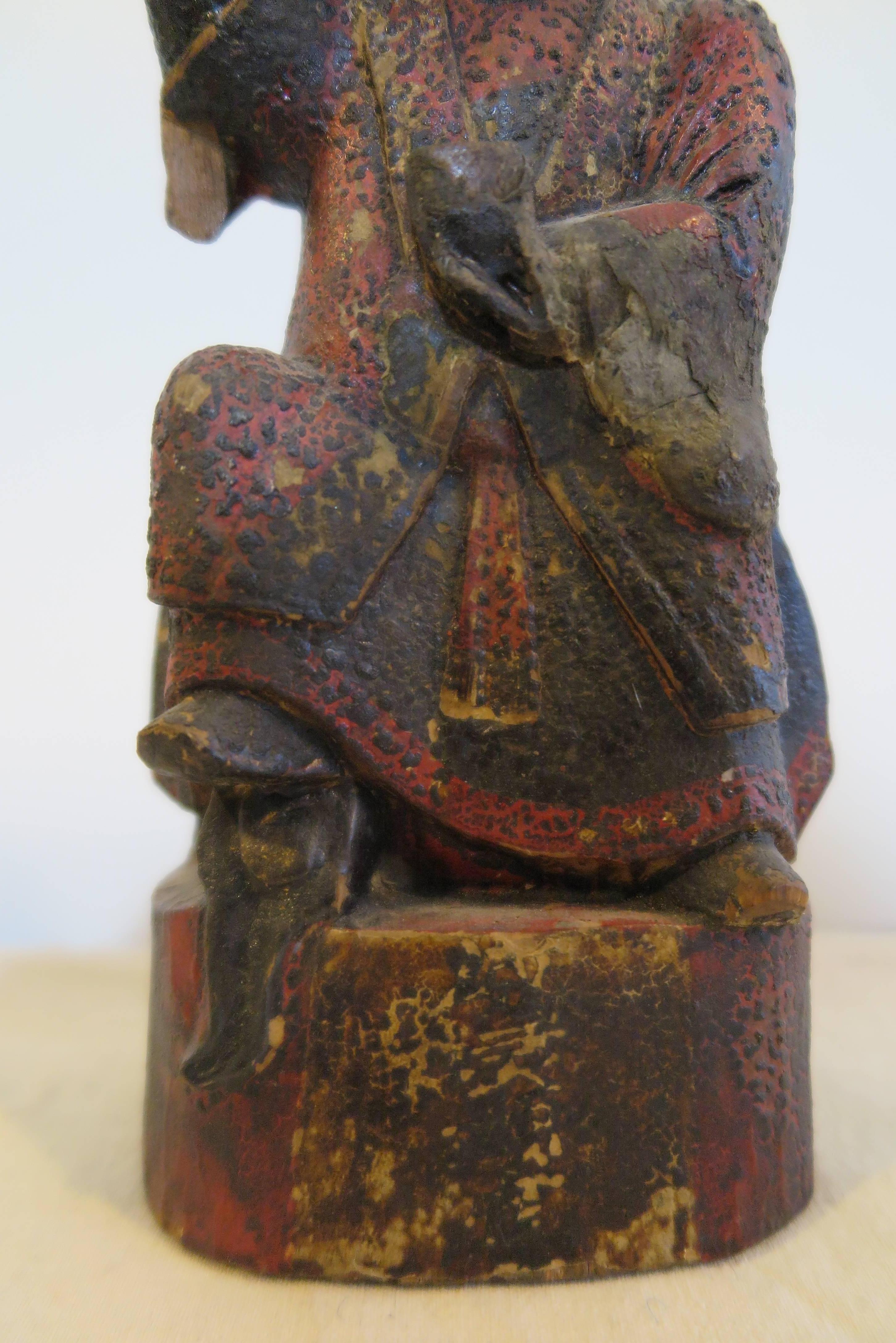 Chinese Folk Art Carved Deity Statue at 1stDibs | chinese deity statues ...