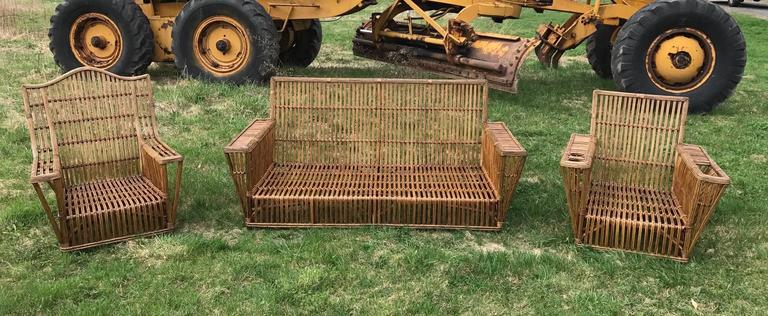 Antique Stick Wicker Rattan Set at 1stDibs