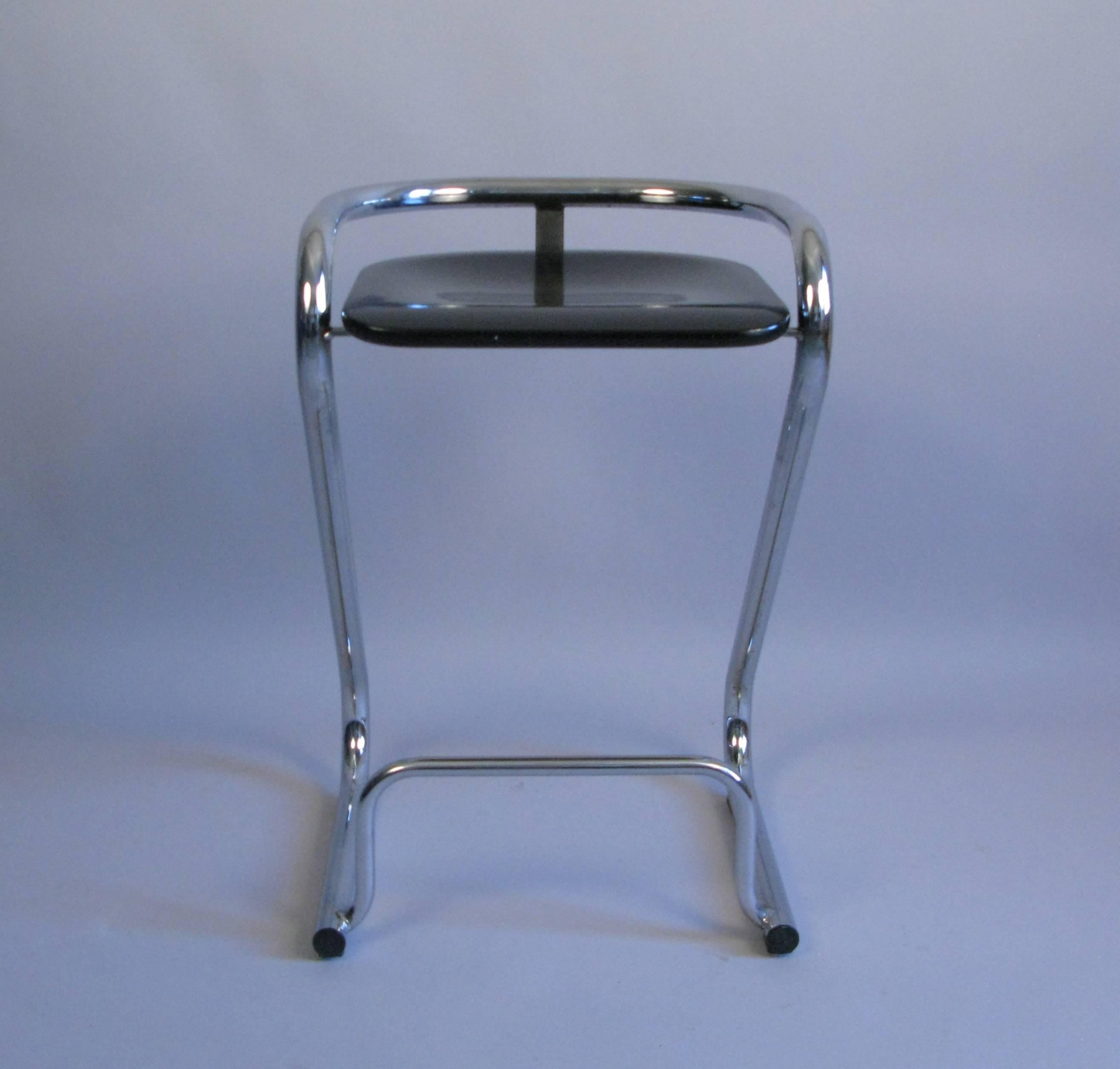 1970s Trio of Italian Chrome and Lacquered Wood Bar Stools at 1stDibs