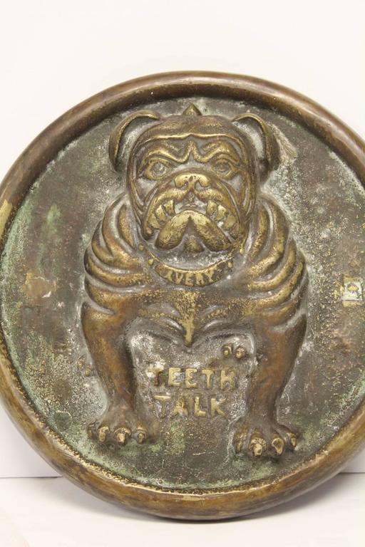 Antique Bronze Bulldog Wall Plaque "Teeth Talk" at 1stDibs