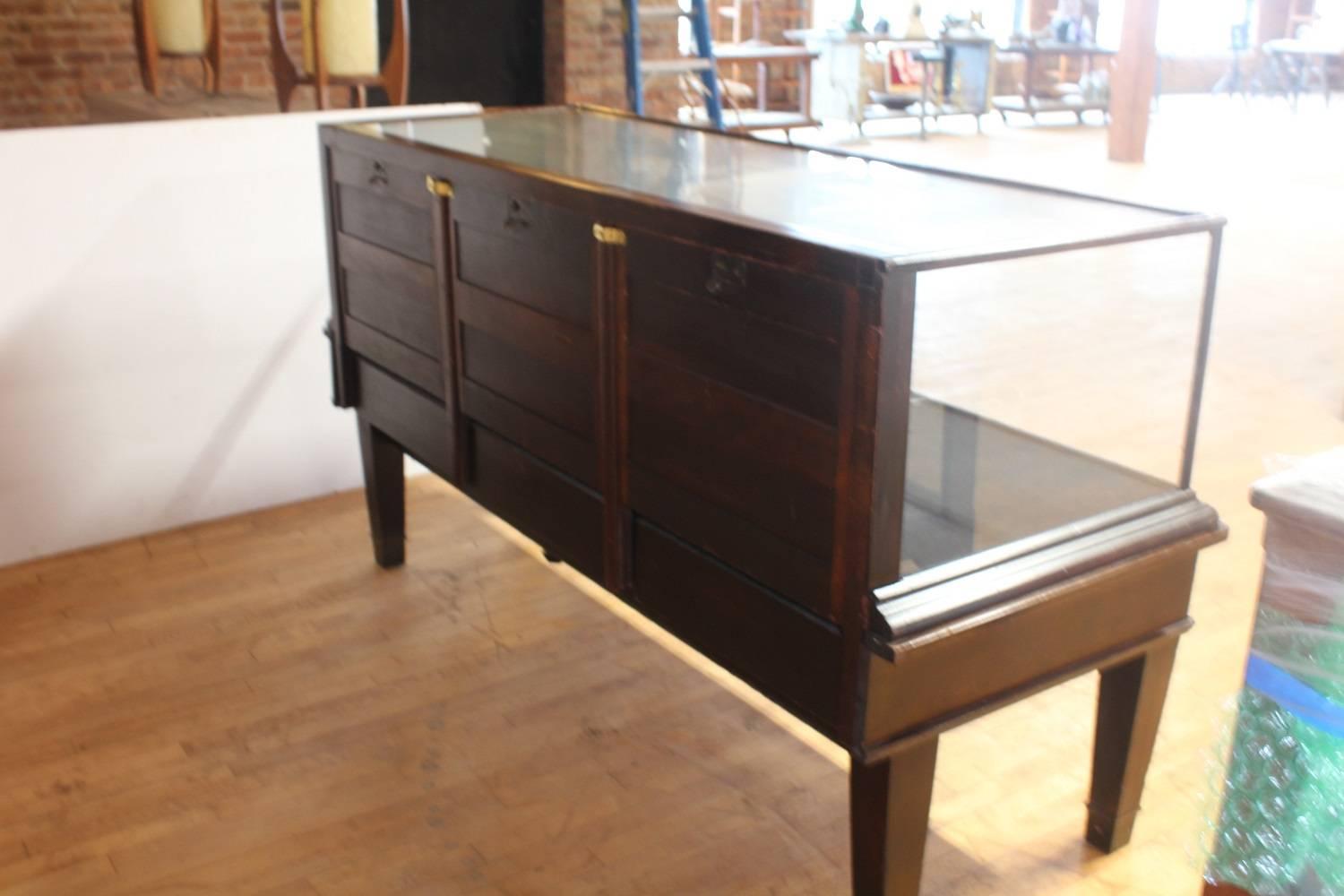 Antique American Mirrored Wood Display Showcase at 1stDibs