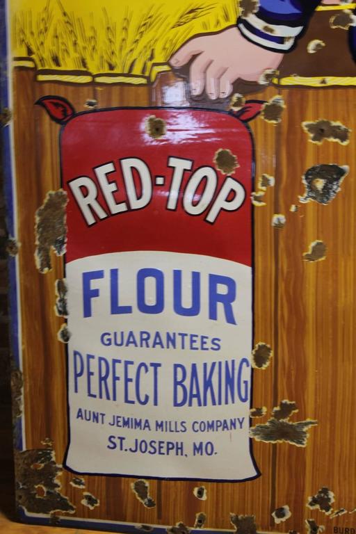 Tall Rare Antique Porcelain Advertising Sign for "Red Top Flour' For ...