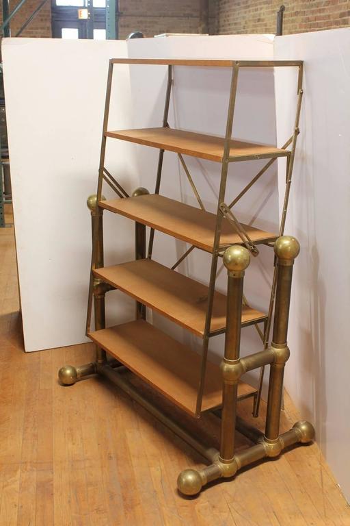 Antique Country Store Baker's Brass and Wood Shelves/Table For Sale at ...